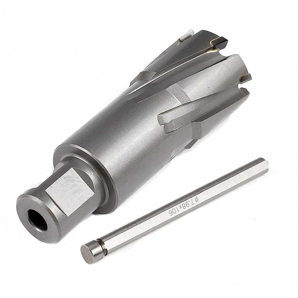 Annular Cutter Carbide JESTUOUS 3/4 Inch Weldon Shank 2 Cutting Depth 1-1/4 Cutting Diameter TCT Two Flat Bit for Drill Press with Pilot Pin