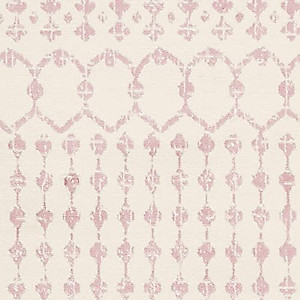 Hauteloom Glentana Moroccan Farmhouse Traditional Trellis Living Room Bedroom Area Rug - Bohemian Aztec Tribal Carpet - Light Pink, Beige, Cream, Blush - 5'3" x 7'3" (5x7)