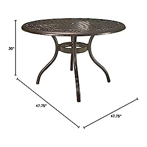 Christopher Knight Home Phoenix Cast Aluminum Round Table, Hammered Bronze, Dimensions: 47.75”L x 47.75”W x 30.00”H