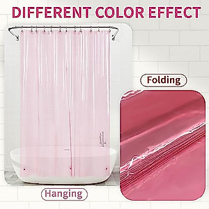 Shower Curtain Liner - Premium Clear Pink PEVA Shower Liner with 3 Magnets and Metal Grommets, Waterproof Lightweight Plastic Standard Size Shower Curtains for Bathroom - Translucent Pink