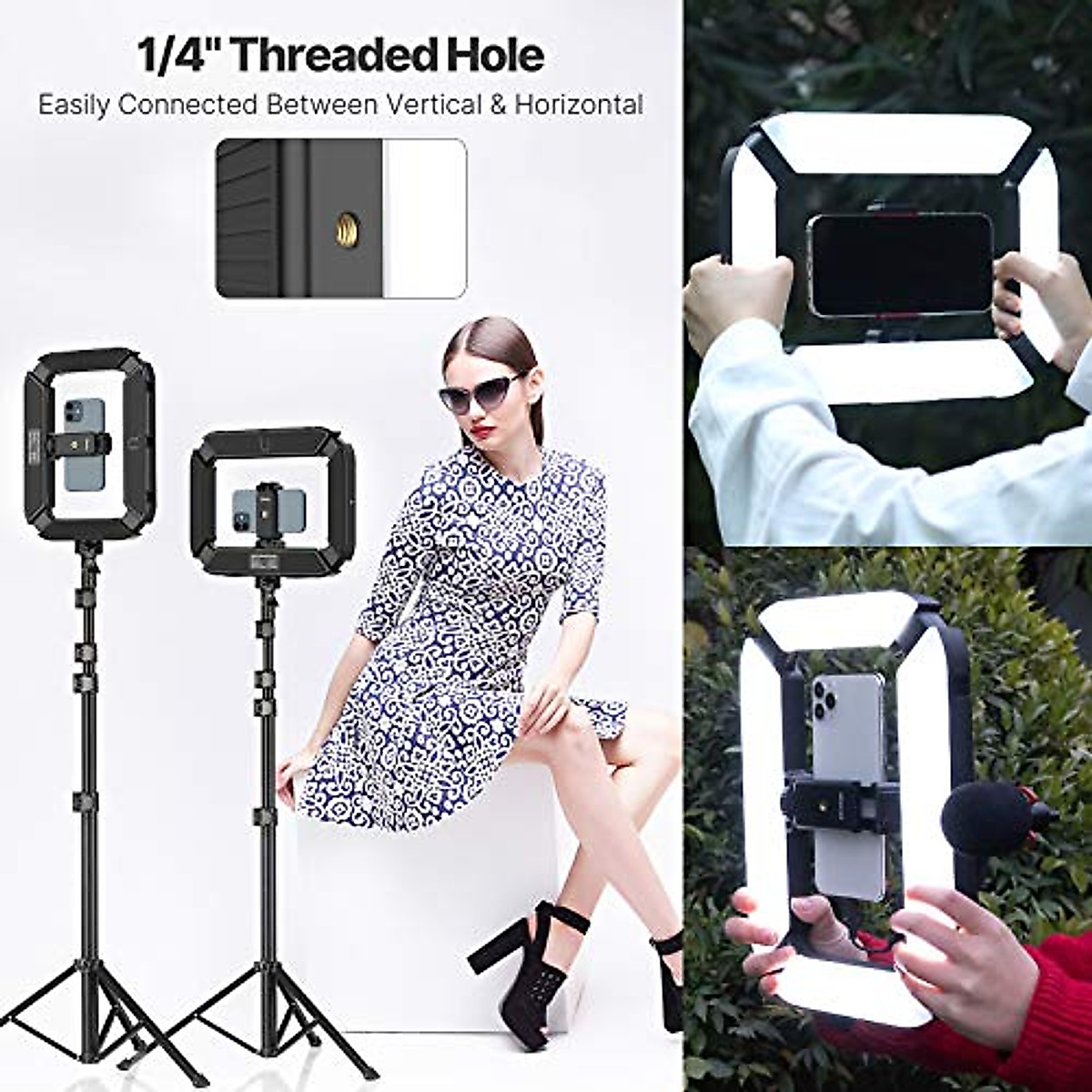 Smartphone Video Rig PICTRON U200 Handheld LED Ring Light Selfie Light Phone Video Stabilizer for Camera, Smartphone, Gopro, YouTube, Setup, Filmmaking, Makeup, Vlogging