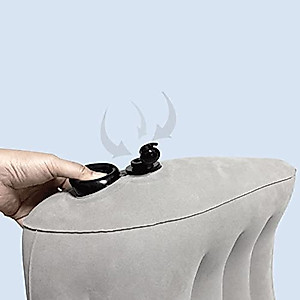 MYRRHE Travel Pillows， Multi-Purpose Push-Type Inflatable Waist Pillow Portable Travel Office PVC Flocking Pillow Leg Cushion Waist Support