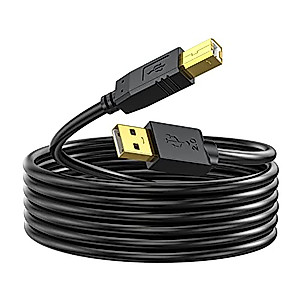 NC XQIN Printer Cable 25 ft, USB Printer Cable Cord Type A-Male to B-Male Printer USB Cable for Printer/Scanner-Gold-Plated