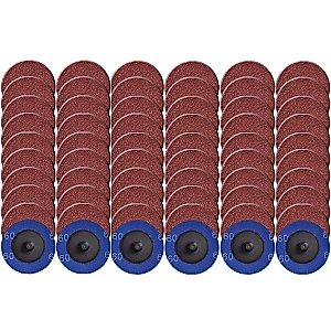 Tshya Quick Change Roll Lock Disc, 60 Pcs 60Grit 2 inch Sanding Discs Aluminum Oxide Coated Die Grinder Accessories, for Surface Prep (P60)