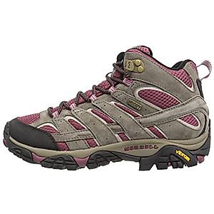 Merrell Women's Moab 2 Mid Waterproof Hiking Boot, Boulder/Blush, 10 M US