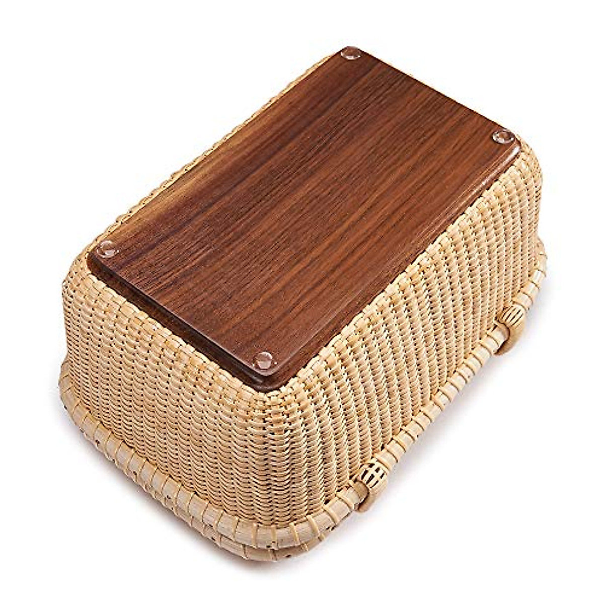 Teng Tian Nantucket baskets Rectangular Handwoven rattan Storage Basket Set with Lid for Shelves and Home Organizer Bins (S)