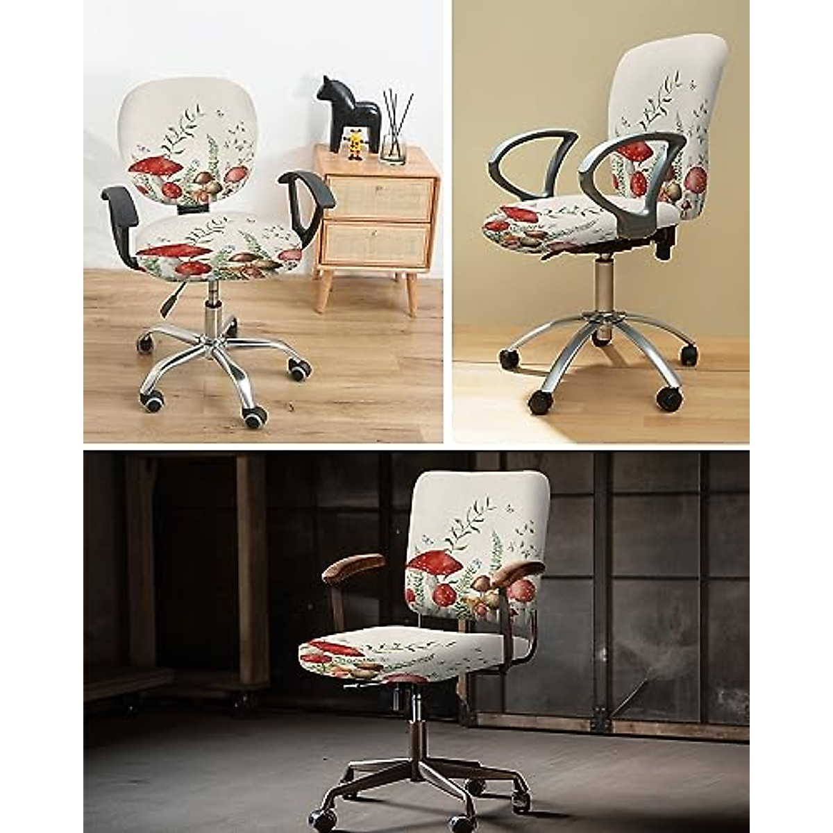 Big buy store Office Chair Cover Green Eucalyptus Leave Desk Chair Cover Stretch Elastic Universal Computer Chair Covers Mushroom Butterfly Stretch Rotating Chair Slipcovers Protectors