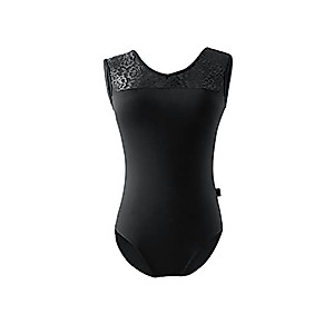 Daydance Tank Black Ballet Leotards for Women, Lace Ballerina Dance Attire for Recitals