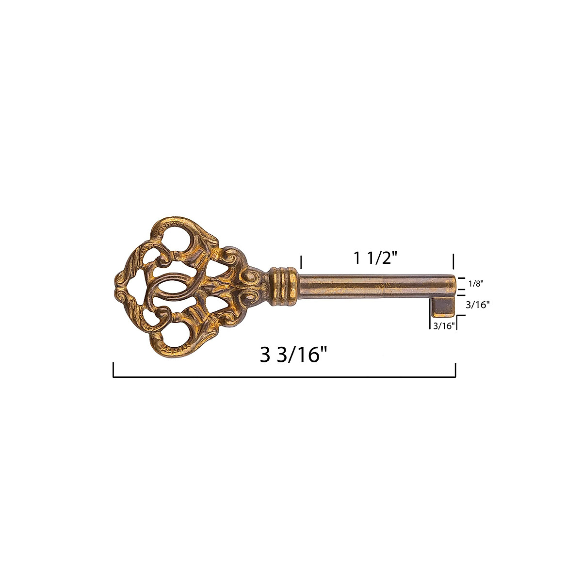 UNIQANTIQ HARDWARE SUPPLY Antique Brass Skeleton Key for Grandfather Clock, Cabinet Doors, Dresser Drawers - Hollow Barrel Key Replacement - Antique Skeleton Keys for Furniture | SK41-BHA