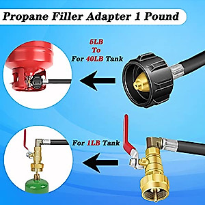 Boltigen Propane Refill Adapter for 1 lb. Tanks, 3FT Propane Refill Adapter, Propane Filler Adapter 1 Pound, Propane Tank Refill Adapter, for Filling 1 lb Propane Bottle (Black-36’’ QCC1 Type)