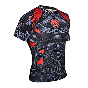 Ronin Samurai Blackout Ghost Rash Guard base layer Compression Shirt for Bjj MMA Grappling (Med)