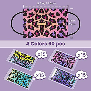 Kids' 60-Pack Individually Packaged Disposable Face Masks Leopard Gradient Pattern Ear Loop Hidden Nose Metal Strip Rainbow