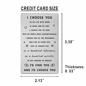 SOUSYOKYO I Choose You Gift Wallet Card, Wedding Day Gifts for Groom from Bride, Valentine's Day Card for Fiance from Fiancee, Sentimental Marriage Quotes Keepsake for Men Him