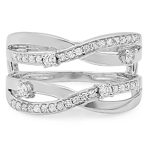 Dazzlingrock Collection 0.40 Carat (Cttw) 14K Round Diamond Wedding Swirl Enhancer Ring, White Gold, Size 6