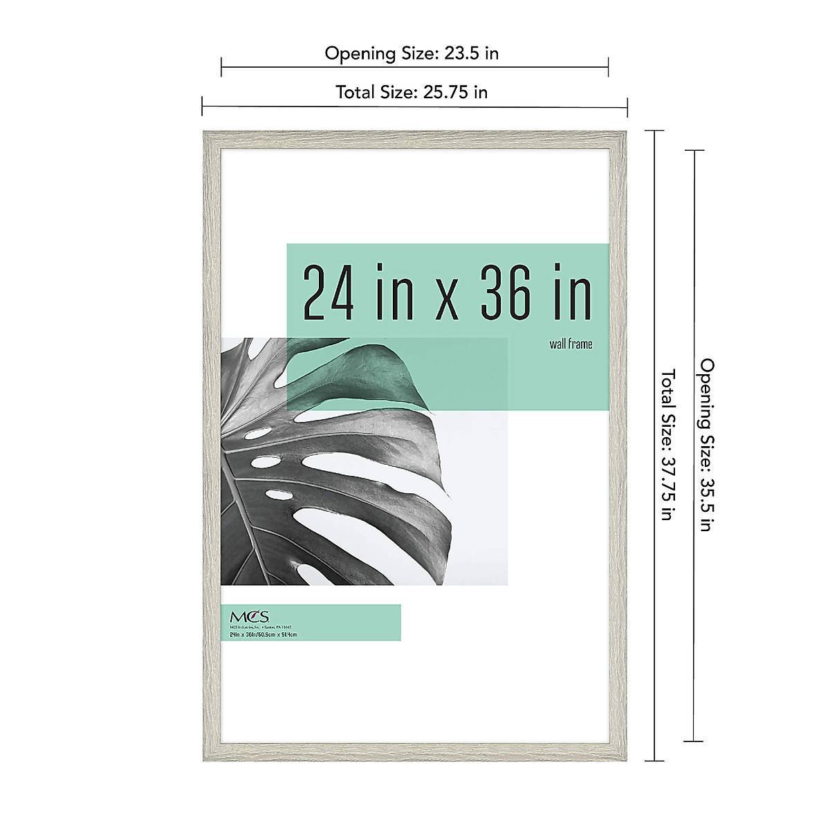 MCS Studio Gallery 24x36 Poster Frame Gray Woodgrain, Vertical & Horizontal Wall Hanging Large Picture Frame for Photos, Posters & Art Prints (1-Pack)