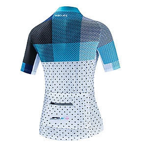 JPOJPO Women Cycling Jersey Short Sleeve Bike Shirt Tops with 4 Pockets Reflective S-3XL