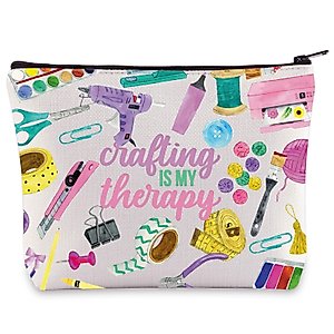 WZMPA Crafting Survival Kit Crafter Gifts Crafting Is My Therap Scrapbooking Makeup Zipper Pouch Bag Crafting Merchandise (crafting therapy)
