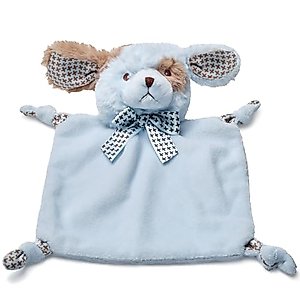 Bearington Baby Wee Waggles, 8 x 7 Inch Small Blue Puppy Stuffed Animal Baby Boy Lovey, Baby Security Blanket