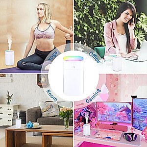 mini humidifier for bedroom Colorful Cool Mist Humidifier 350ML Personal Desktop Humidifiers with Night Light Jelison Auto Shut-Off, 2 Mist Modes,Super Quiet, for Home,Office, Yoga,White
