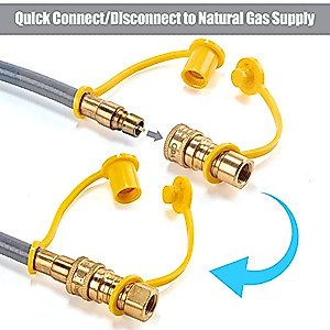 LGQIEM 15FT Natural Gas Hose - Natural Gas Hose Conversion Kit 3/8"-18NPT quick Disconnect Extra 3/8" Female Flare Easy to Connect Suitable for Gas Grills, Fire Pit, Portable Generator, Patio Heater