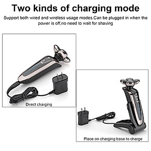 LinMei Electric Shaver 5D Rotary Razor with Pop-up Trimmer LED Display Mens Bald Head Shavers Electric Cordless Rechargeable Mens Shavers Electric Wet and Dry IPX7 Waterproof (Silver)