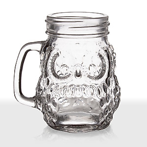 BARCONIC® MINI OWL GLASS MASON JAR WITH HANDLE - 4 OUNCE