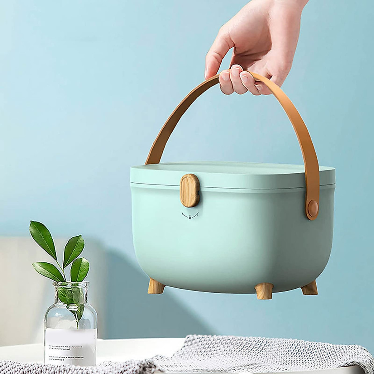 BigKing Oval Medicine Storage Box, Plastic Medicine Storage Box Oval Double Layers Multi Grid Large Capacity Medical Box Organizer for Home Dorm(Light fir Green)