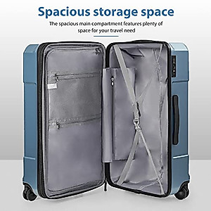 Coolife Luggage 2 Piece Luggage Set Carry On Spinner Suitcase Set with Pocket Compartment Weekend Bag Hardside Trunk (snow white_zipper type, 2-piece Set)