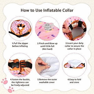Inflatable Dog Cone Collar,Soft Dog Neck Donut Recovery Collar for Dogs and Cats After Surgery, Prevent Pets from Biting & Scratching, Elizabethan Collar for Small Medium Dog (Pink,M)
