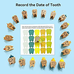 FunHaoWu Kids Wooden Tooth Storage Box,Tooth Keepsake,Teeth Holder for Girls and Boys,Bamboo Child Tooth Collection Boxes,Teeth Memorial Collector Boxes Gifts for Families Birthday(Blue)