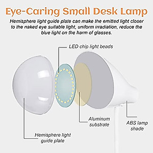 UOIXPUHUO LED Desk Lamp Desk Light for Home Office, Eye-Caring Small Desk Lamp with USB Charging Port for Kids, Reading Lamp for Desk with 3 Lighting Modes for College Dorm Room
