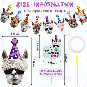 Llama Birthday Garland Funny Alpaca Face Portrait Bunting Banner 24 pcs Llama Cactus Cake Cupcake Topper Hilarious Mexican Bday Party Decoration Baby Shower Supplies