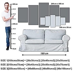 AWLXPHY Decor Buddha Waterfall Wall Art Canvas Painting Framed 5 Panels for Living Room Decoration Modern Landscape Buddha Trees Zen Stretched Artwork Giclee (Yellow, 60"x30")
