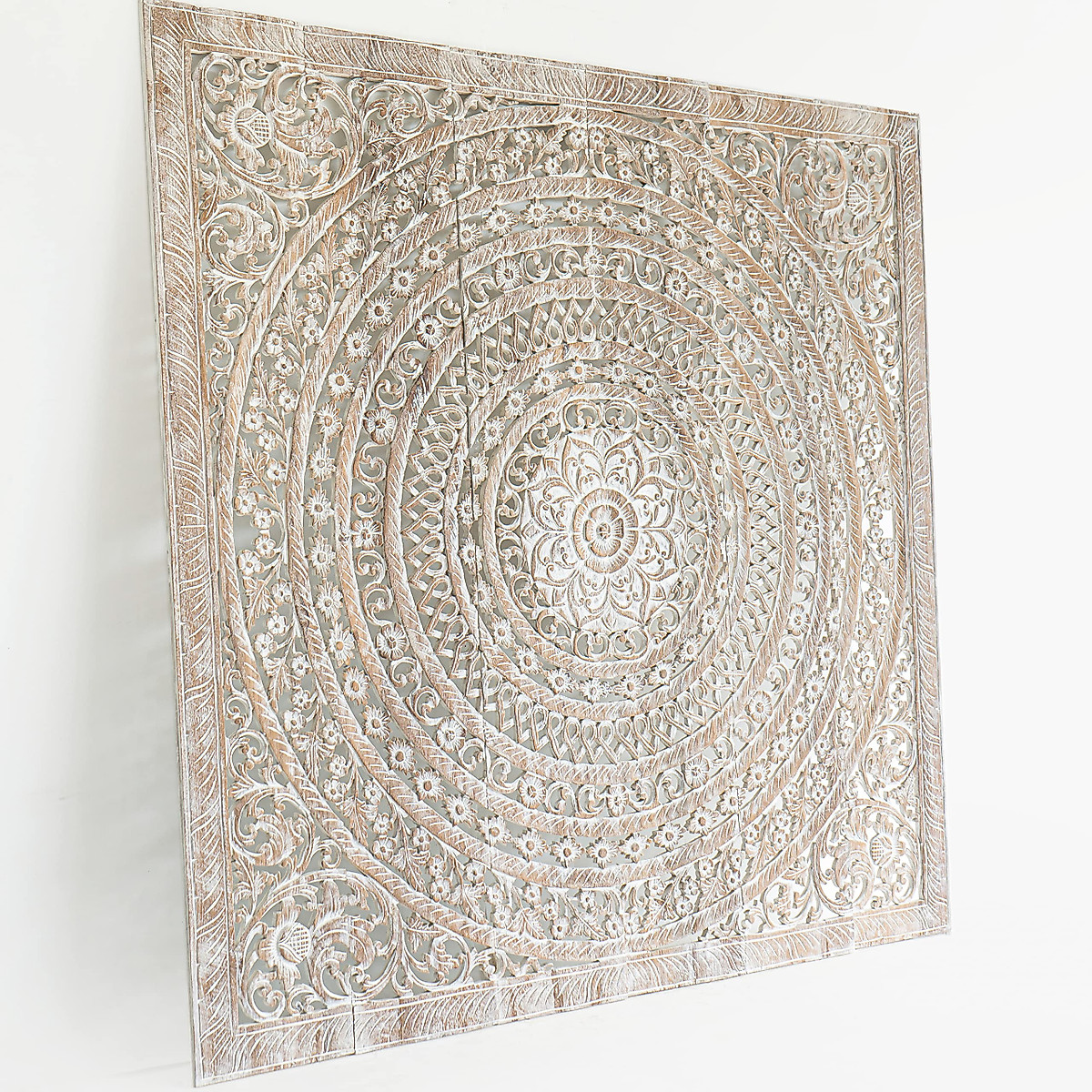 Moroccan King Headboard Medallion Sculpture Bedroom Furniture Oriental Wall Art Hanging Mounted Home Coastal Living Decoration from Thailand 72 Inches