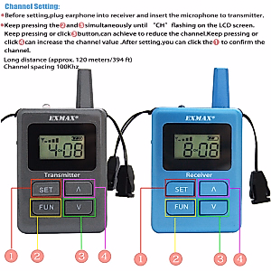 EXMAX ELGT-470 Wireless Tour Guide/Monitoring Audio System 100 Channels Groups for Tourism,Conference,Training,Church,Outdoor Scenic Spots(2 Transmitters & 30 Receivers with 32-slot Charging Case)