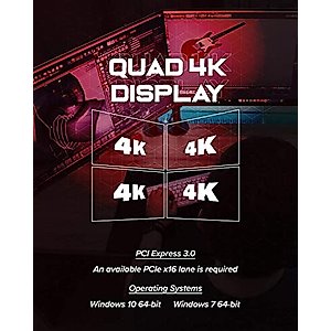 VisionTek Radeon RX 550 4GB GDDR5 4M 4K Graphics Card, 4 Mini DisplayPort, 7.1 Surround Sound, PCI Express, Low-Profile GPU, ATX & SFF (901507)