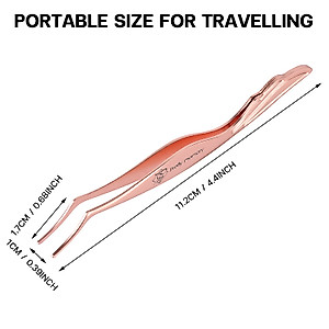 Pretty memory Eyelash Applicator Tool DIY Cluster Lash Tweezers Curved Eyelash Tweezers for Easy Lash Application and Removal, Rose Gold