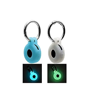 Case for Tile Sticker (2022) 2-Pack. (Glow in Dark)Small Bluetooth Tracker Cover, Protective Holder for Key Remote Finder and Item Locator, Pets Dog Cat Collar Tracker Accessories,Glow Green+Glow Blue