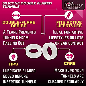 1 1/8" Inch (30mm) - White Silicone Double Flared Ear Plugs - Sold as a Pair