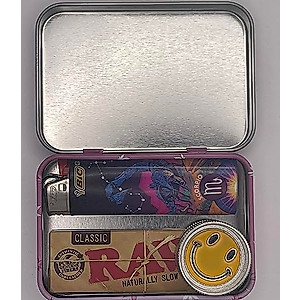 Favela420- Rolling Tray Metal Mini Stash Box FlowerPuff -Tin Can- Lighter Case