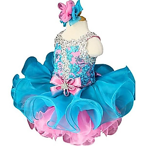 Jenniferwu G037BP Infant Toddler Baby Newborn Little Girl's Pageant Party Birthday Dress Blue Pink Size 18-24M