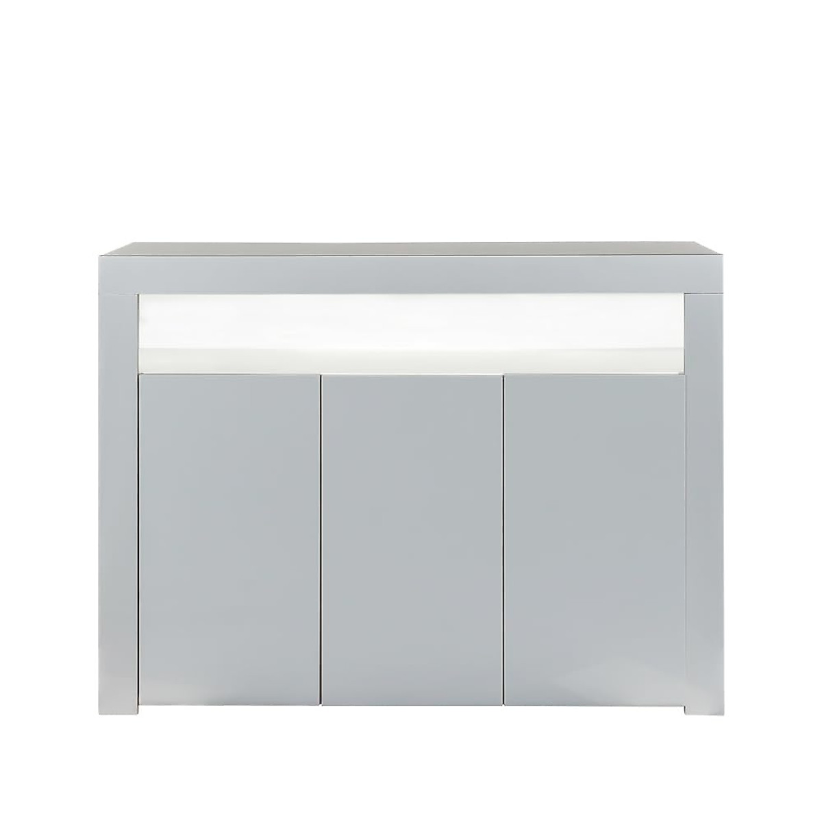 Yone jx je Living Room Sideboard Storage Cabinet Black High Gloss with LED Light, Modern Kitchen Unit Cupboard Buffet Wooden Storage Display Cabinet TV Stand with 3 Doors for Hallway Dining Room