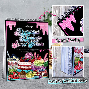 ColorIt Delightful Desserts and Sweet Treats Adult Coloring Book - 50 Single-Sided Designs, Thick Smooth Paper, Lay Flat Hardback Covers, Spiral Bound, USA Printed, Desserts Coloring Pages