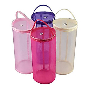 QiQiFanFan Portable Organizer Knitting Tool Yarn Case Mesh Bag Crochet Thread Storage Tote Baskets Pink S 14X13cm