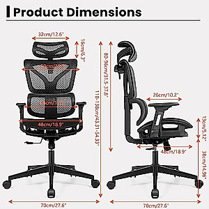 Razzor Ergonomic Mesh Office Chair High Back Desk Chair with Adjustable Lumbar Support and Headrest, 3D Flip-up Arm Computer Gaming Chair, Executive Swivel Task Chair