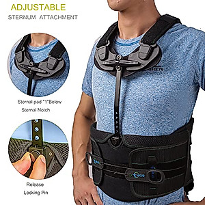 TODDOBRA TLSO Thoracic Full Back Brace for Men and Women - Universal Treat Kyphosis, Compression Fractures, Osteoporosis, Upper Spine Injuries, and Pre or Post Surgery with Hard Lumbar Support