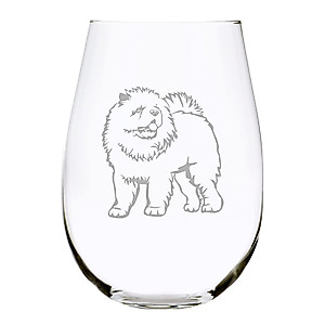 Chow Chow themed, dog stemless wine glass, 17 oz.
