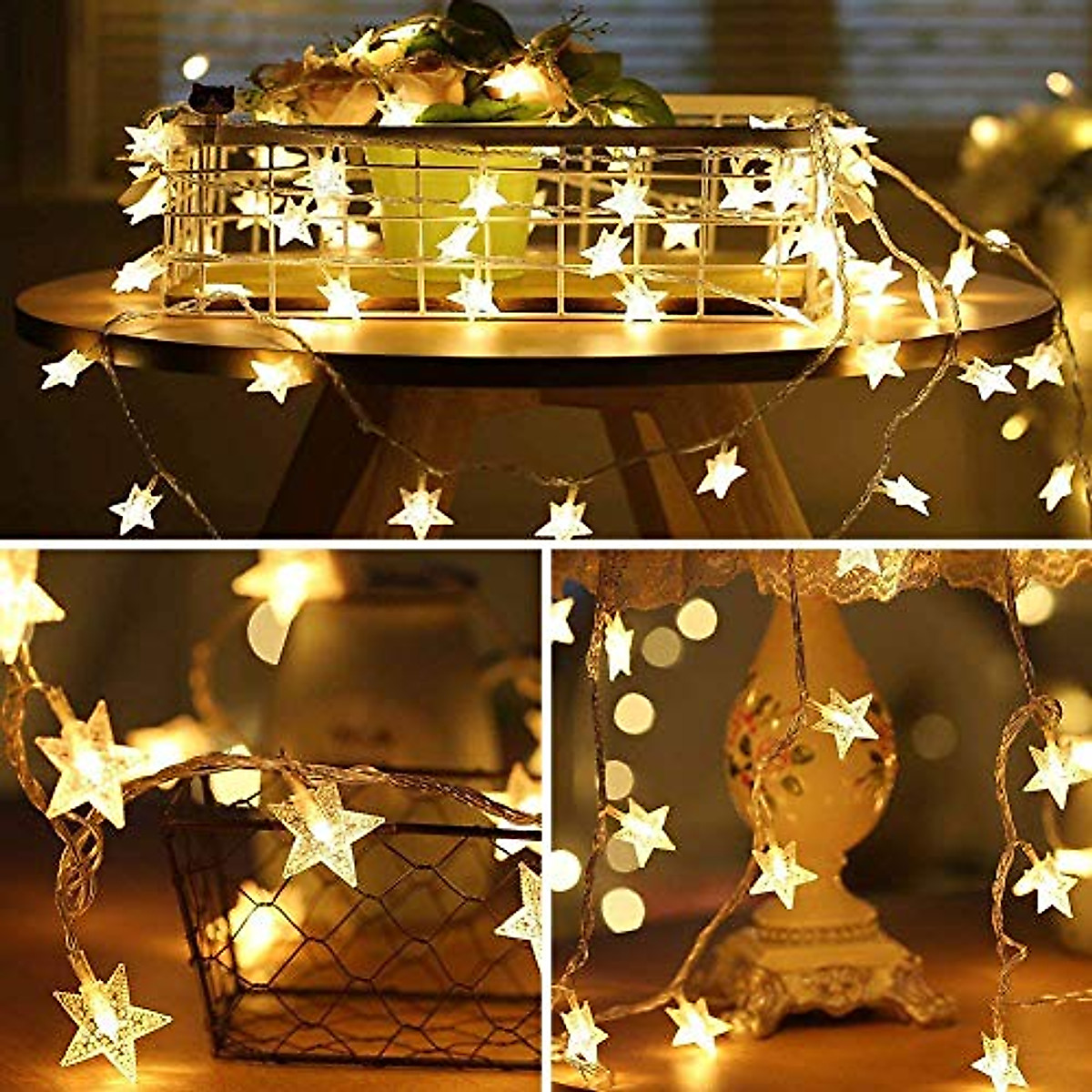 Star LED String Lights - 70 LED 33 FT Twinkle Star Battery Operated Fairy Lights Waterproof for Outdoor, Indoor, Bedroom, Wedding, Party, Christmas Halloween Garden Decorations