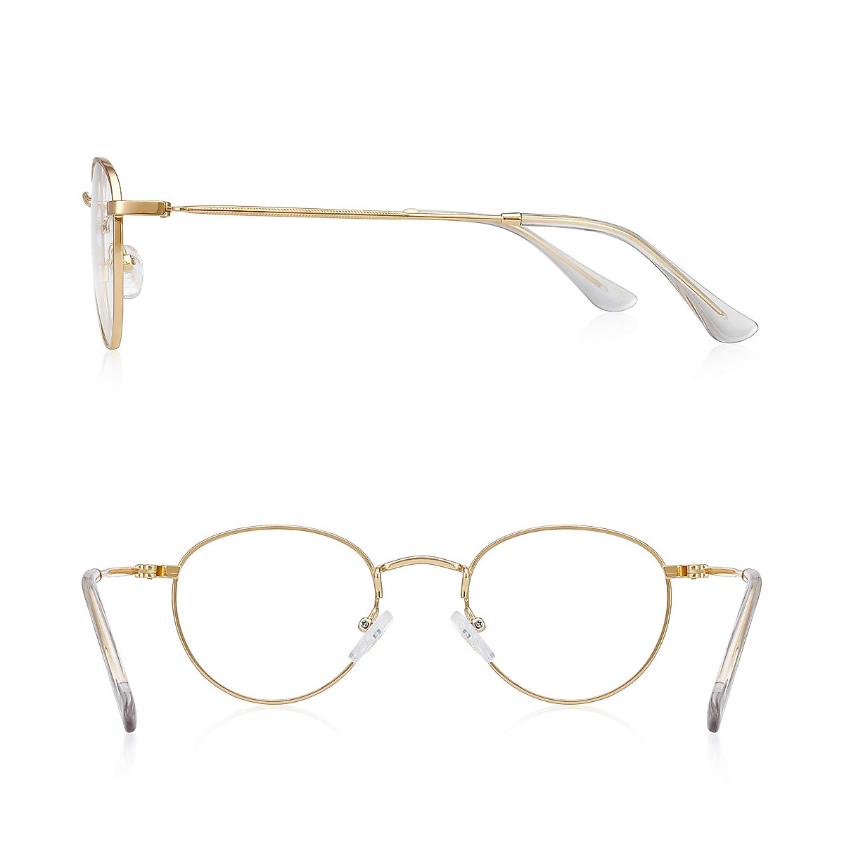 RB.Pilot Small Metal Round Reading Glasses for Women Men Classic Vintage Retro Shades Blue Light Blocking Computer Readers (Gold, 1.75)