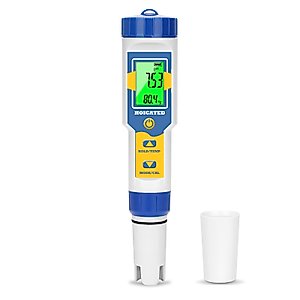 HOICATED Digital Salinity Tester for Saltwater Pool Salt Tester pH Meter for Swimming Pool Hot Tub Spa Koi Pond Aquarium PPM EC Meter for Hydroponic Nutrient TDS Meter for Drinking Water RO System